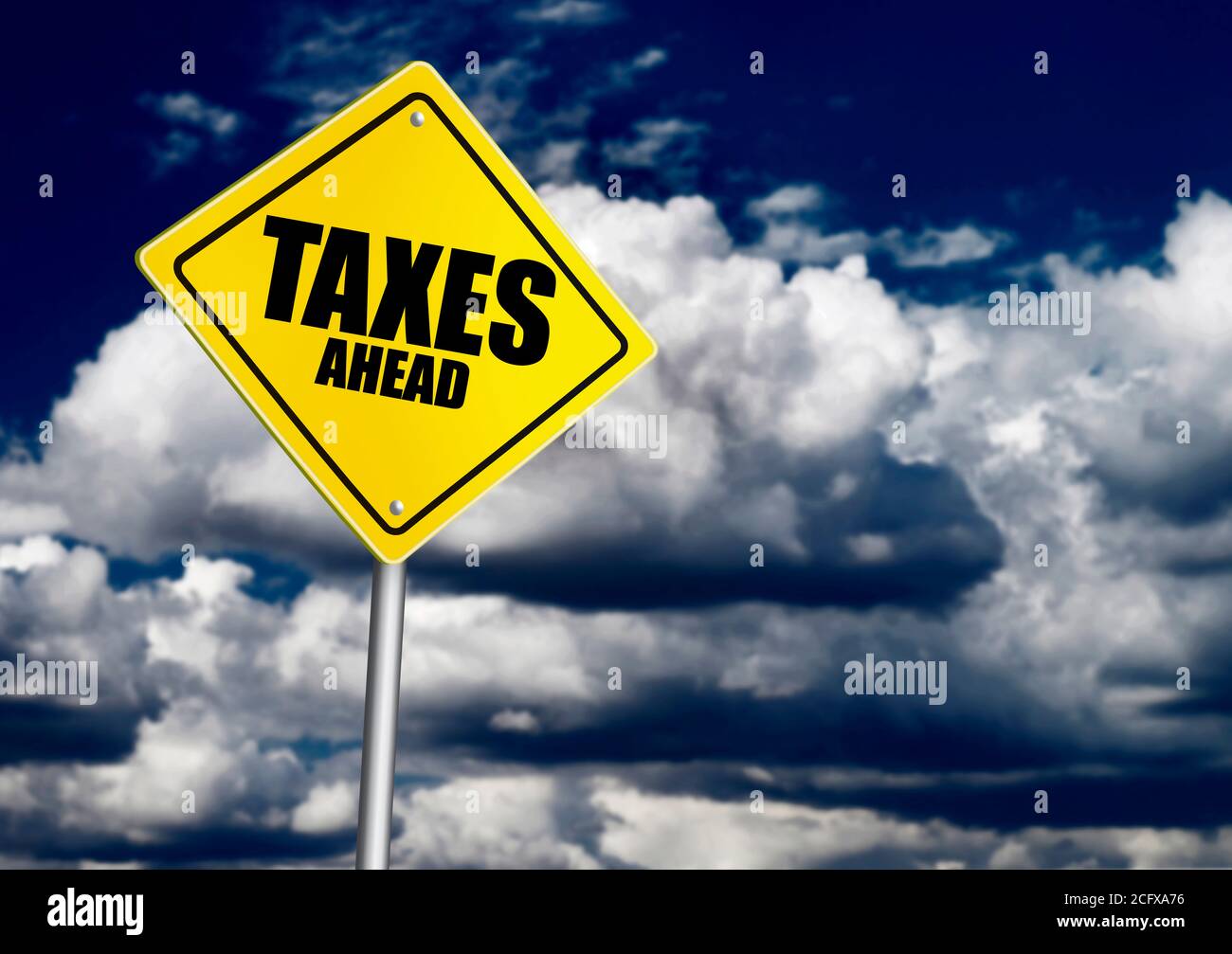 Taxes ahead sign Stock Photo - Alamy