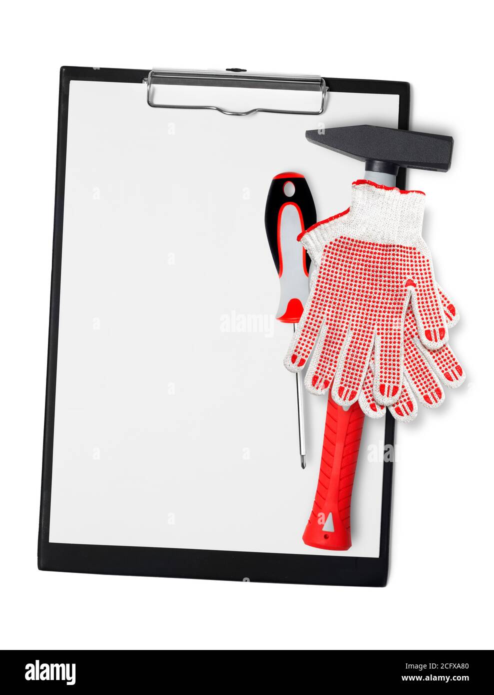 Clipboard with tools Stock Photo - Alamy
