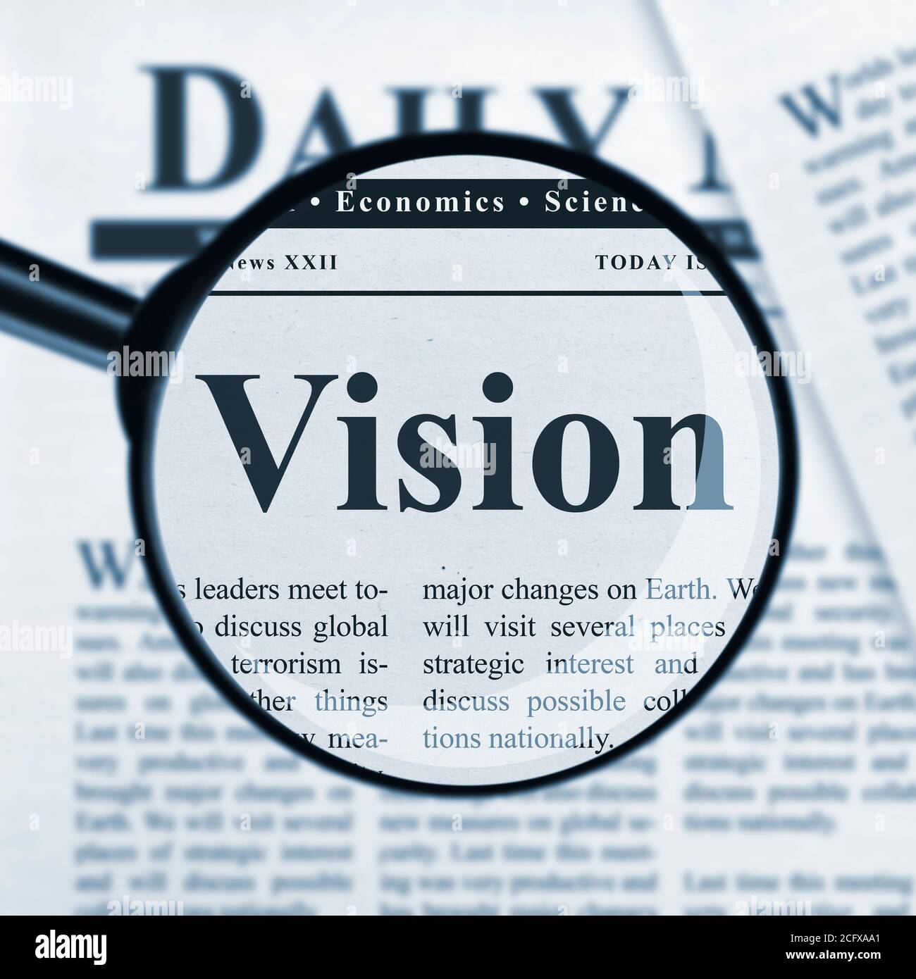 Vision word under magnifying glass Stock Photo - Alamy