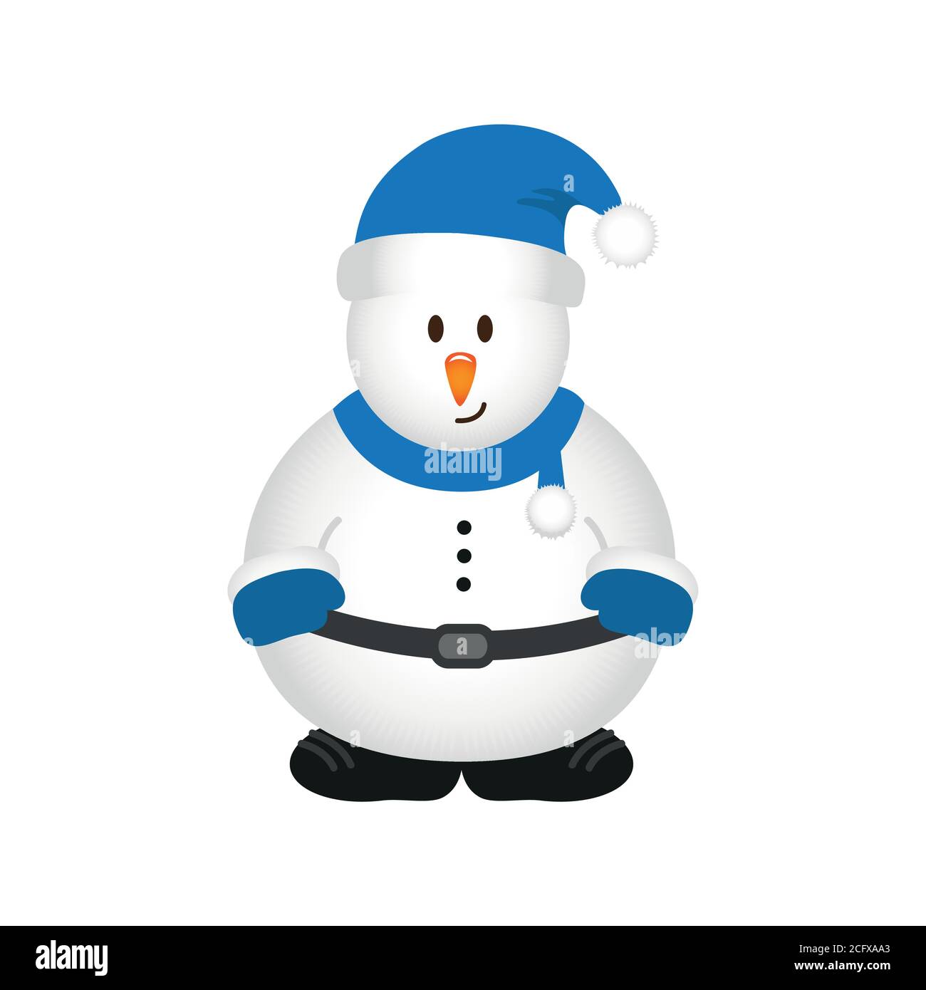 cute christmas snowman cartoon isolated on white vector illustration ...
