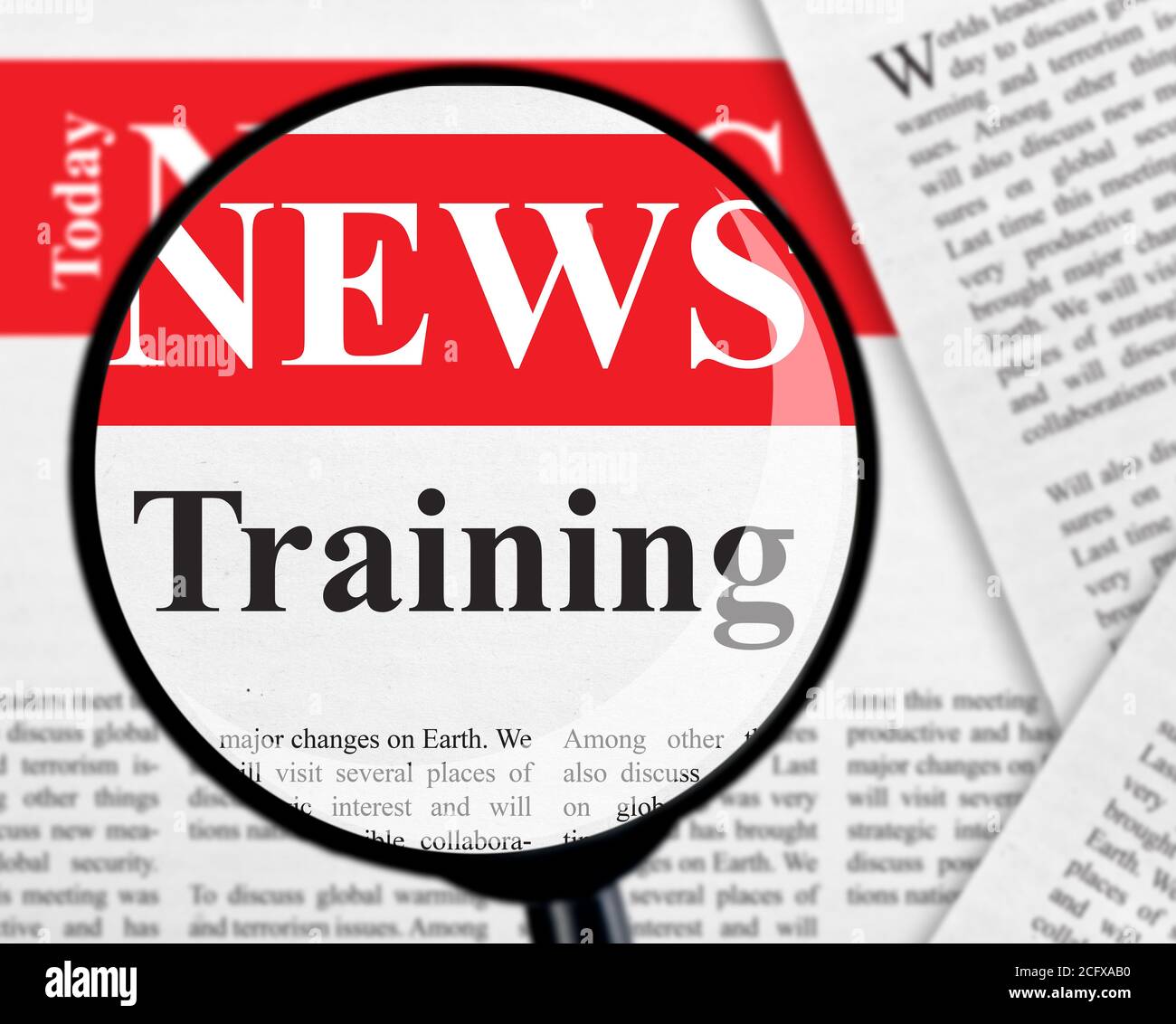 Training under magnifying glass Stock Photo - Alamy
