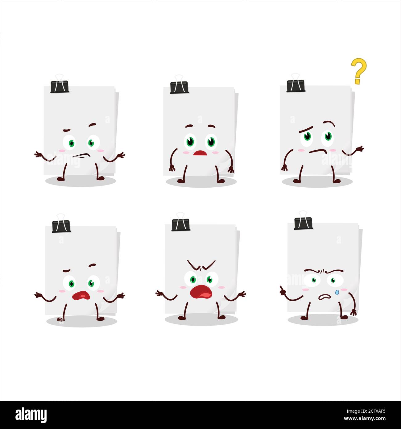 Cartoon character of sticky notes paper white with what expression ...