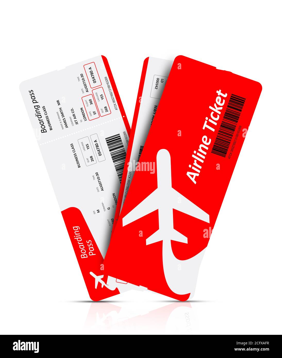 Airplane tickets on white background Stock Photo - Alamy