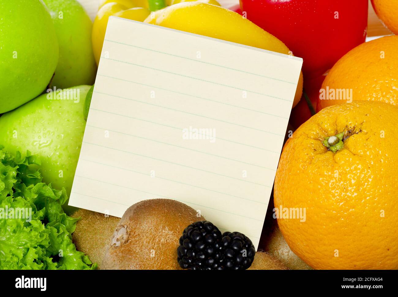Adhesive note on fruits and vegetables Stock Photo - Alamy
