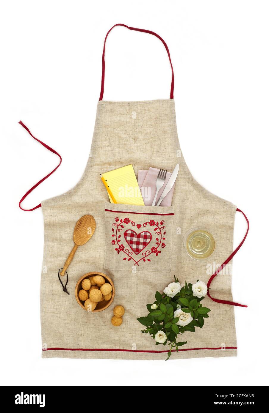Kitchen apron, white background Stock Photo - Alamy