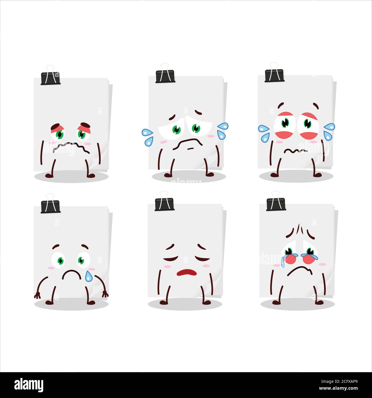 Sticky notes paper white cartoon character with sad expression Stock ...
