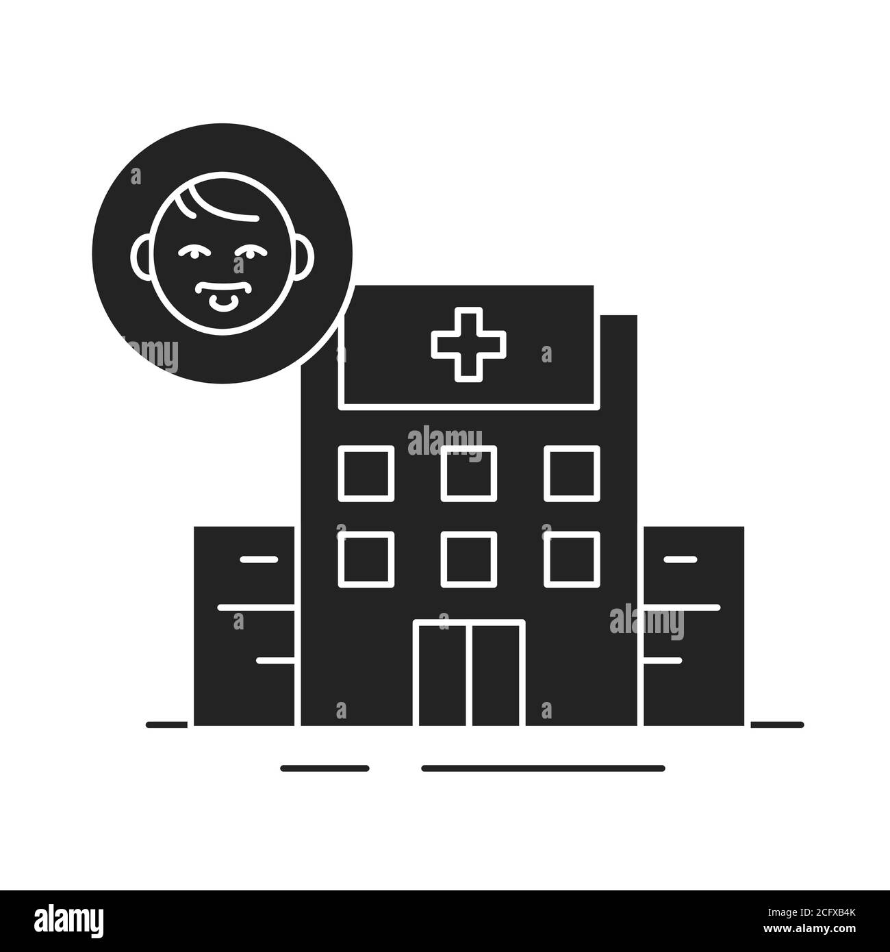 Pediatric clinic black glyph icon. Medical service and treatment ...
