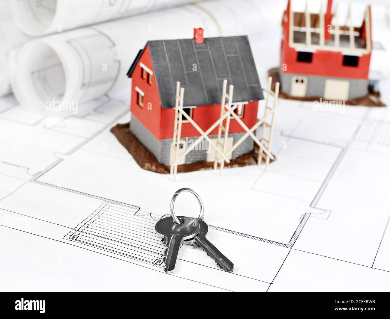 Blueprints and house structure Stock Photo - Alamy