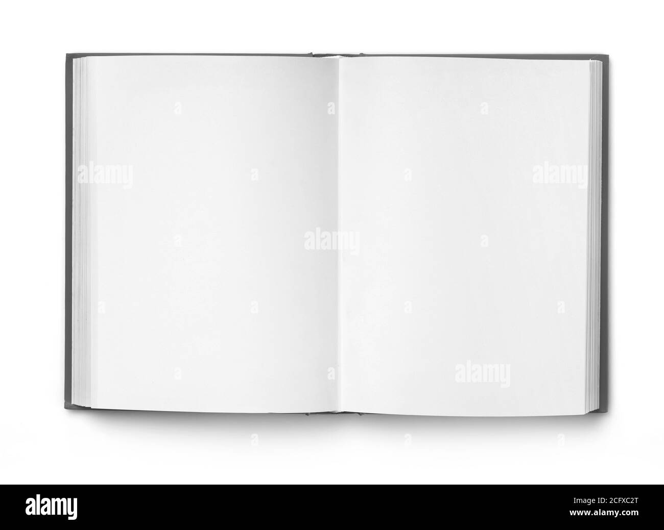 Open notebook with blank pages, white background Stock Photo - Alamy
