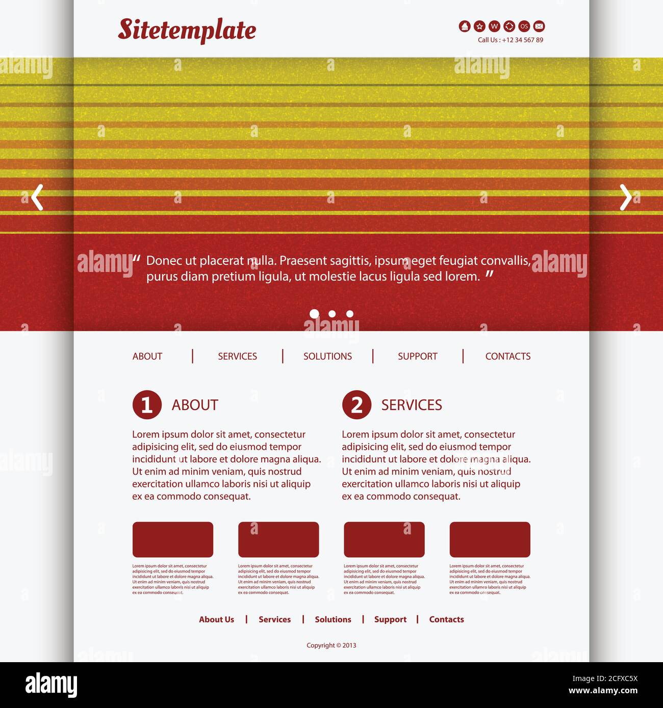 Website Template with Colorful Striped Header Design Stock Vector Image ...