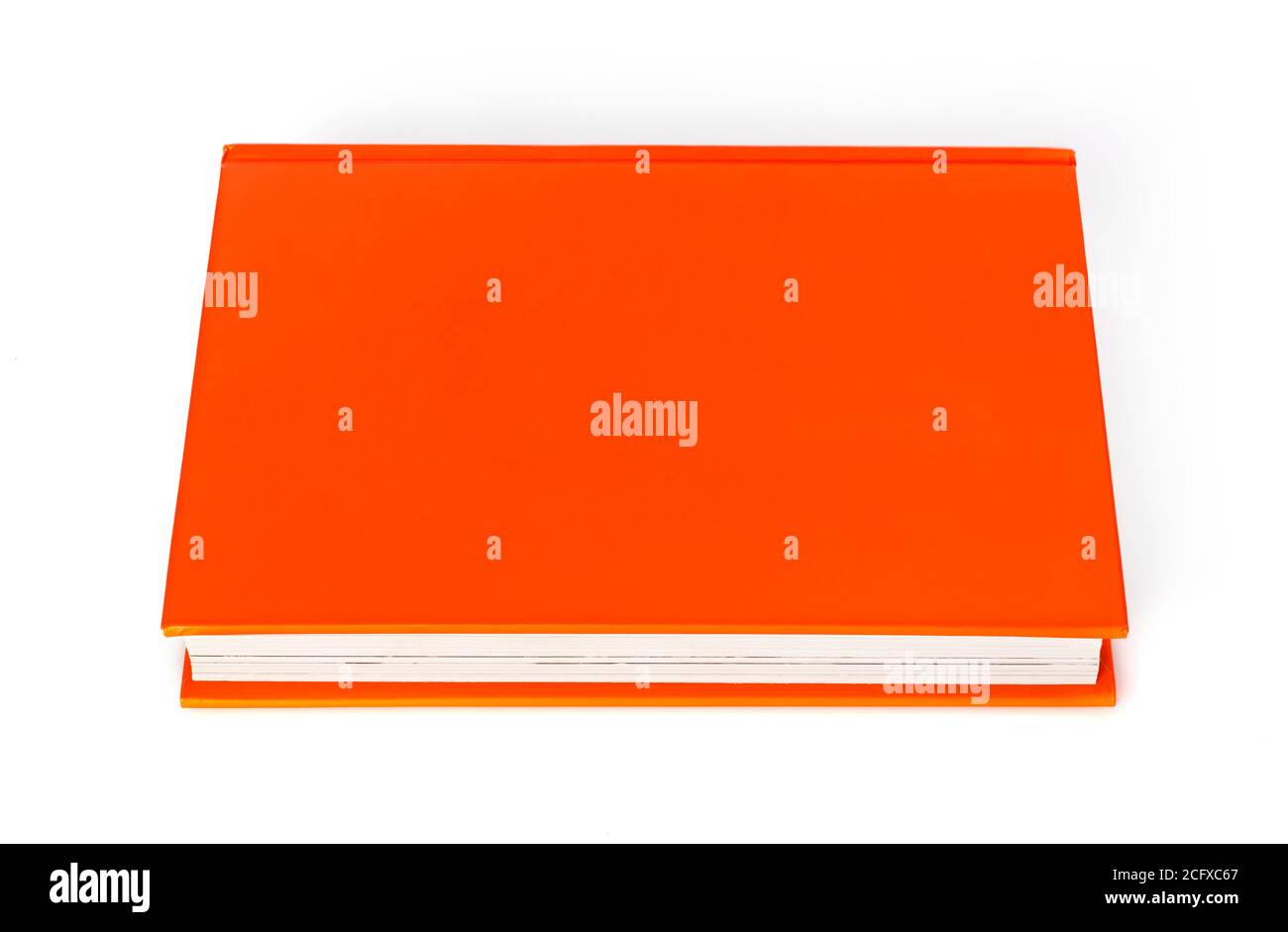 Front view of a orange blank book, white background Stock Photo - Alamy
