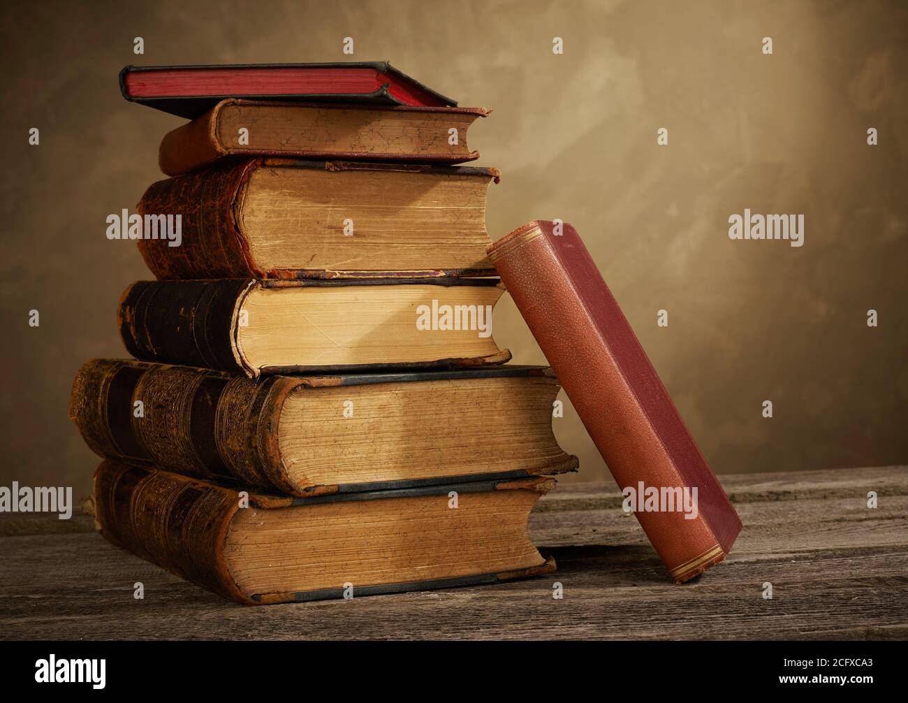 Stack of antique books with copy space Stock Photo - Alamy