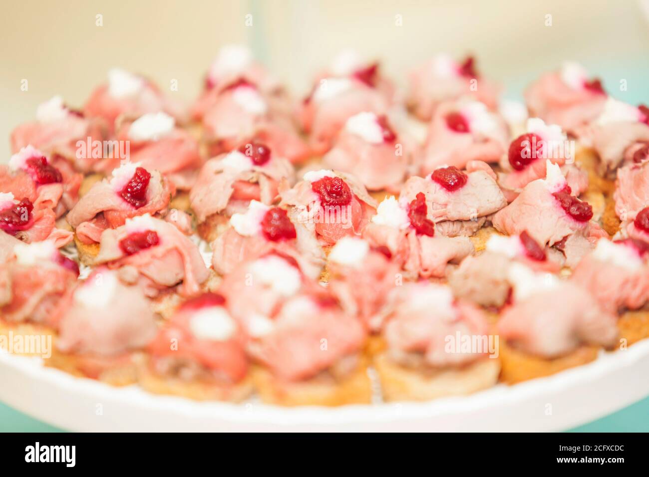 Fresh bruschettas at a buffet Stock Photo - Alamy