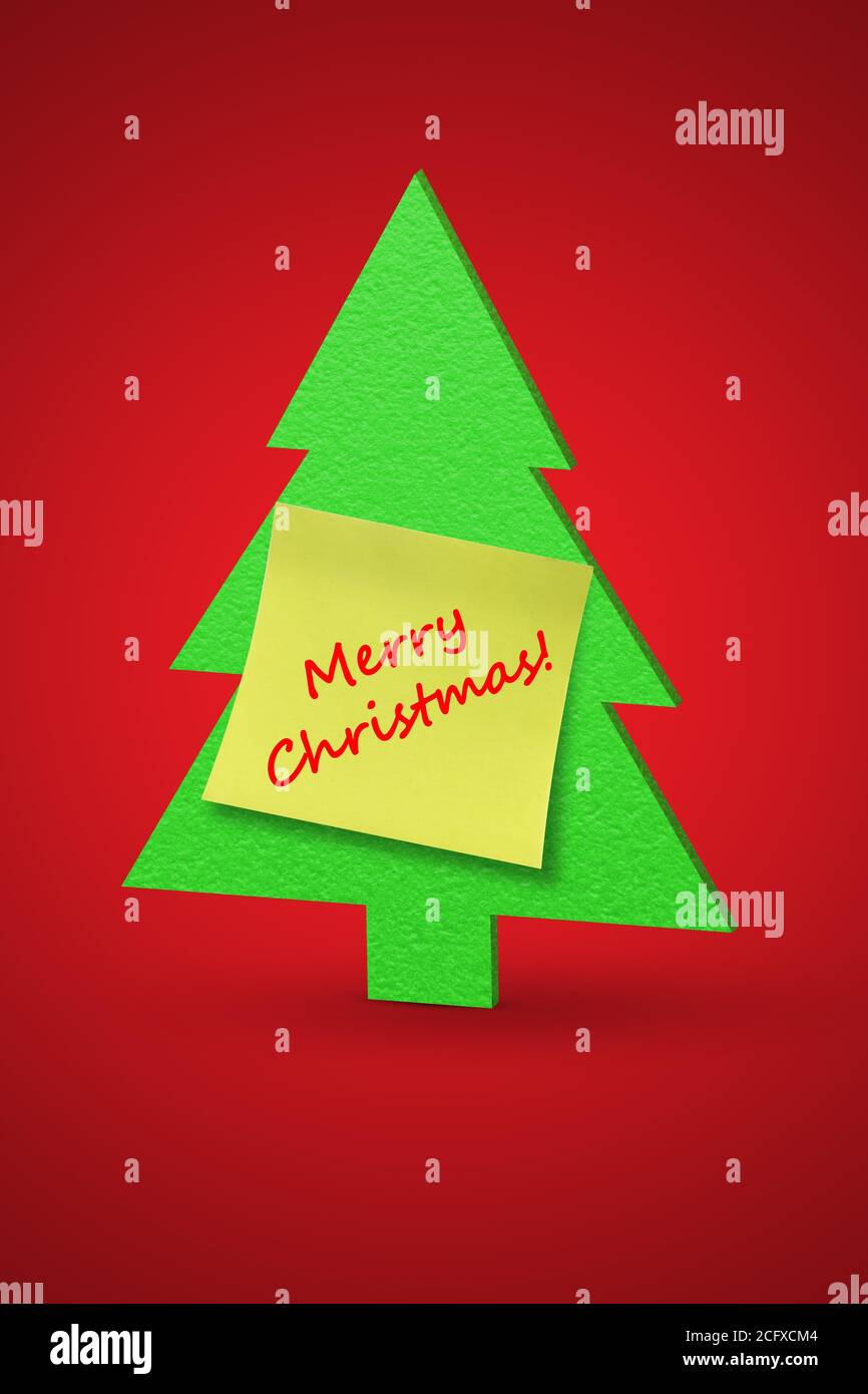 Christmas tree with post it Stock Photo - Alamy