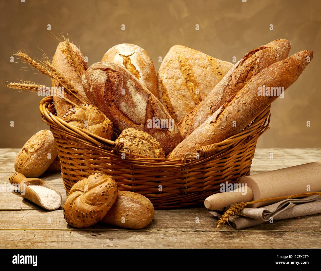 Bread in a basket Stock Photo - Alamy