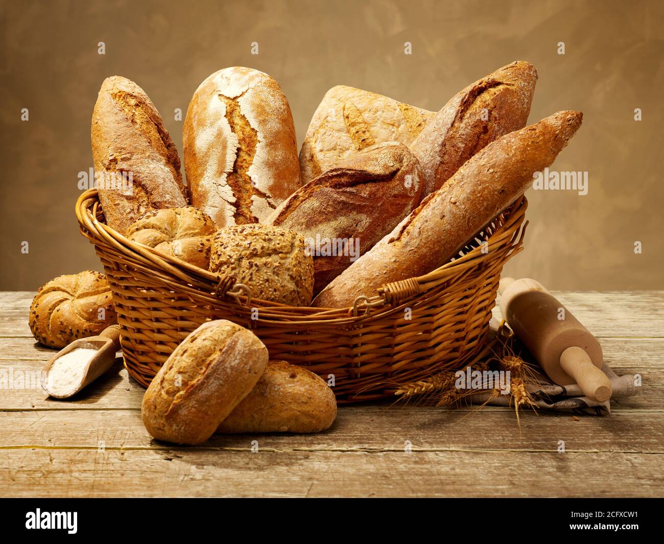 Bread in a basket Stock Photo - Alamy