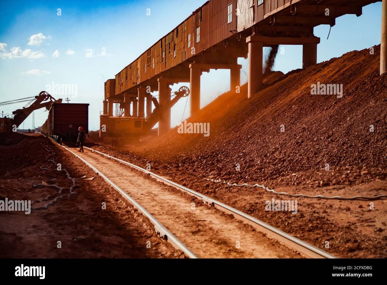 Excavator loads ore railway car hi-res stock photography and images - Alamy