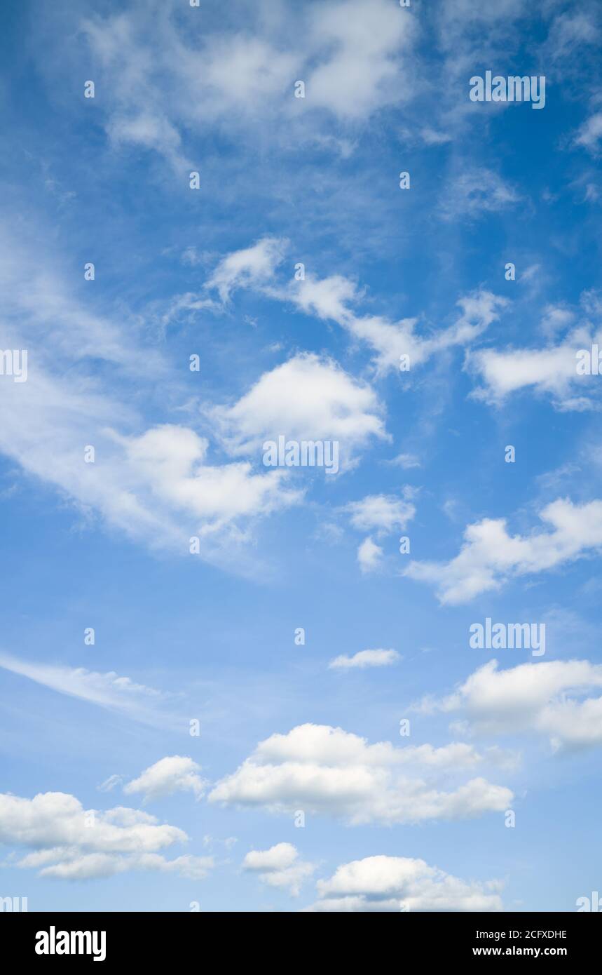 Beautiful vertical photo of light blue sky and white clouds, quality ...
