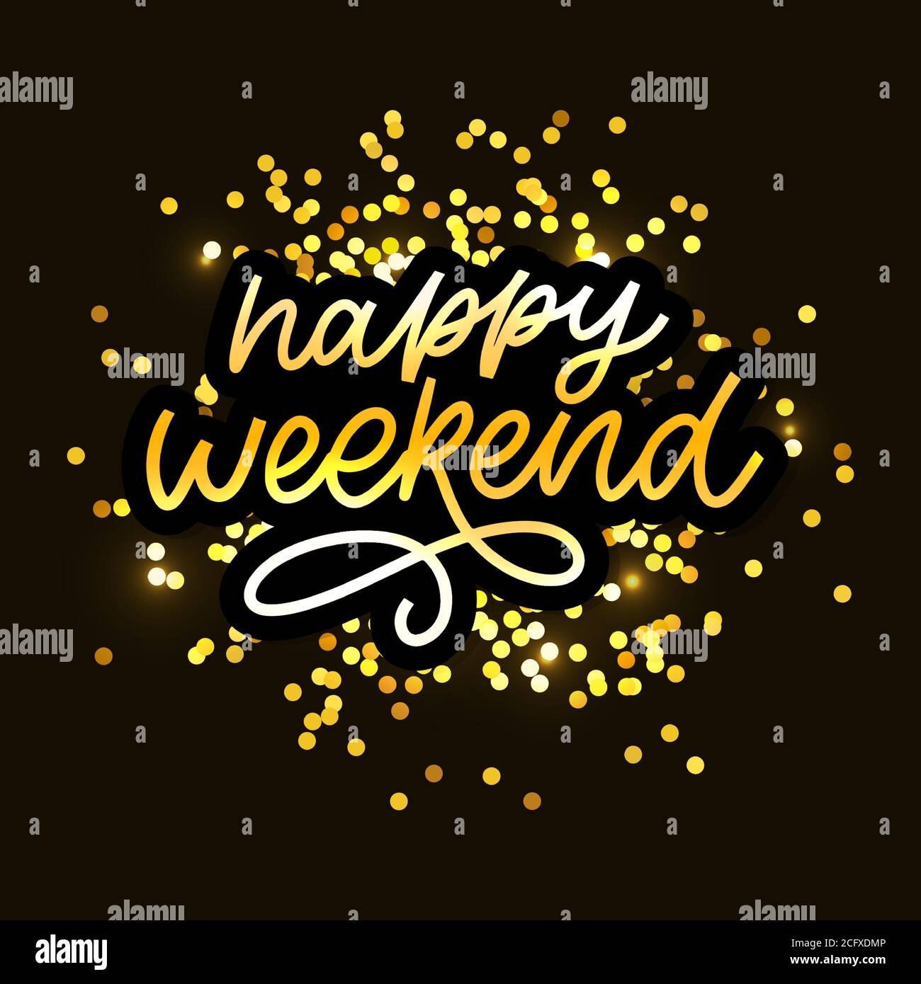 Happy weekend hand lettering vector. Perfect design element for ...