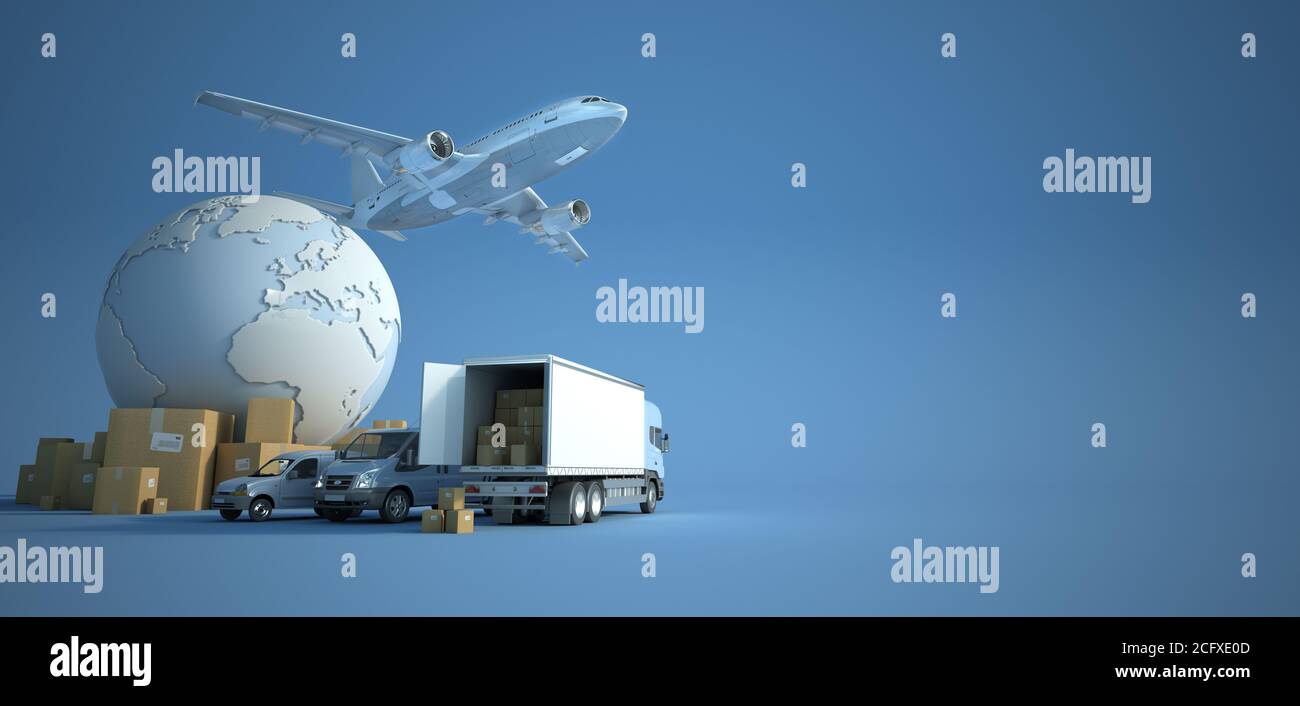 The Earth, lots of boxes and a transportation fleet made of vans ...