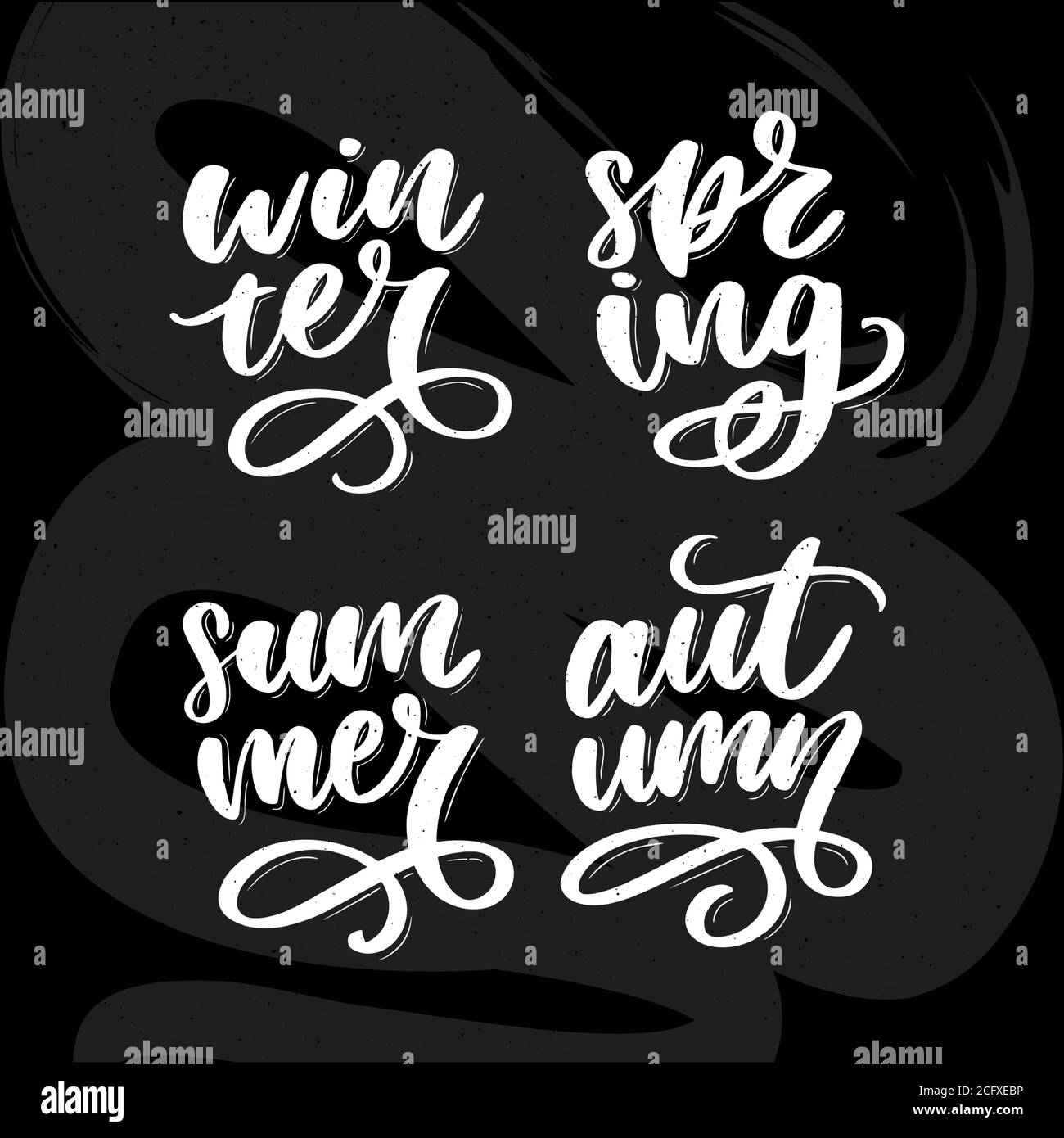 Colorful words - Spring, Summer, Autumn, Winter seasons lettering ...