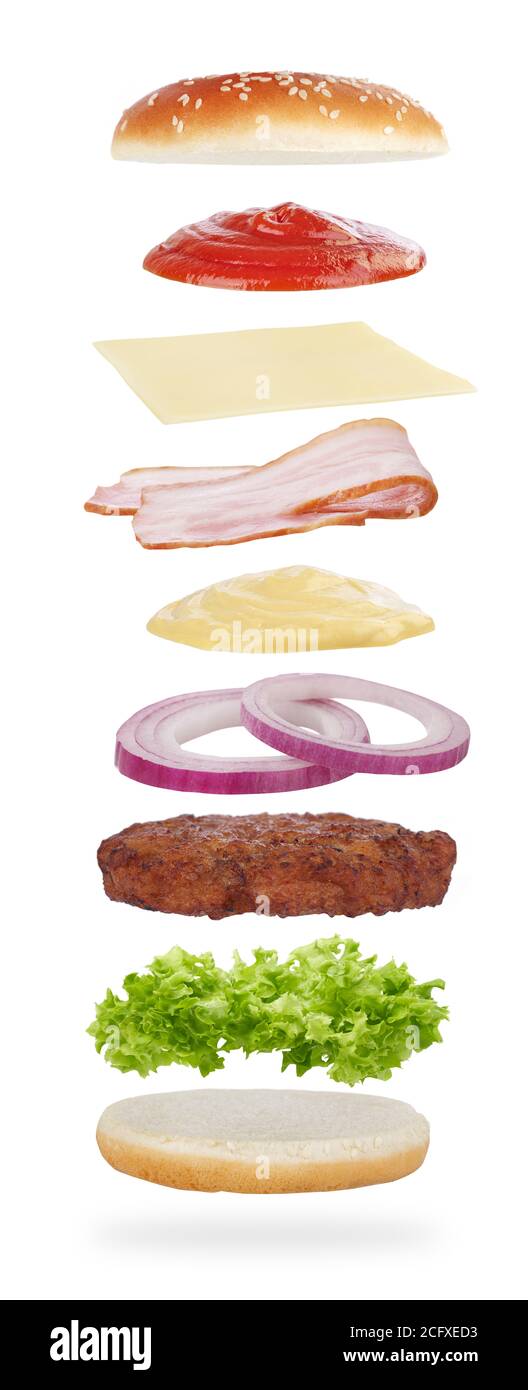 Vertical shot flying burger hi-res stock photography and images - Alamy