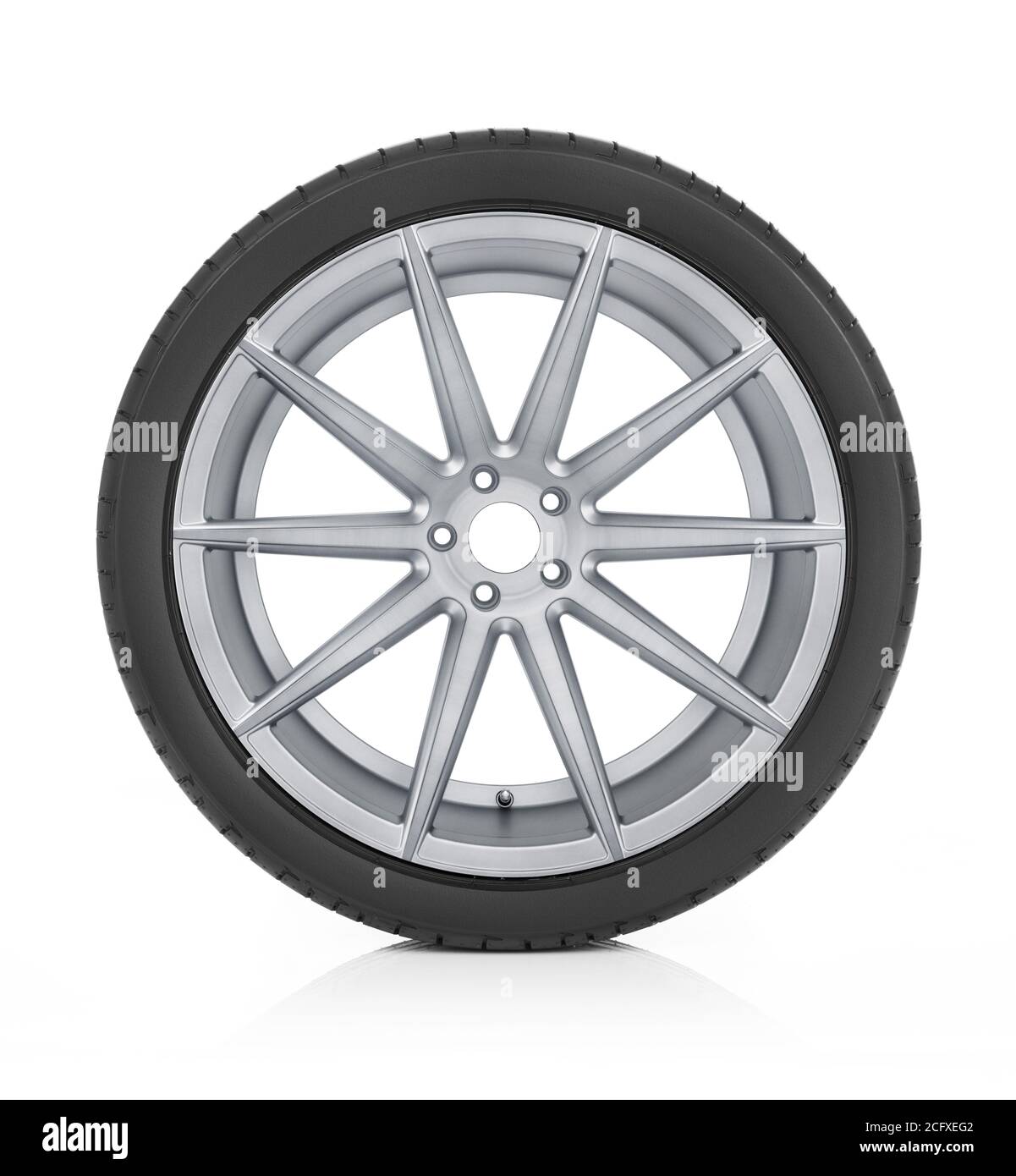 Car wheel and rim, white background Stock Photo - Alamy