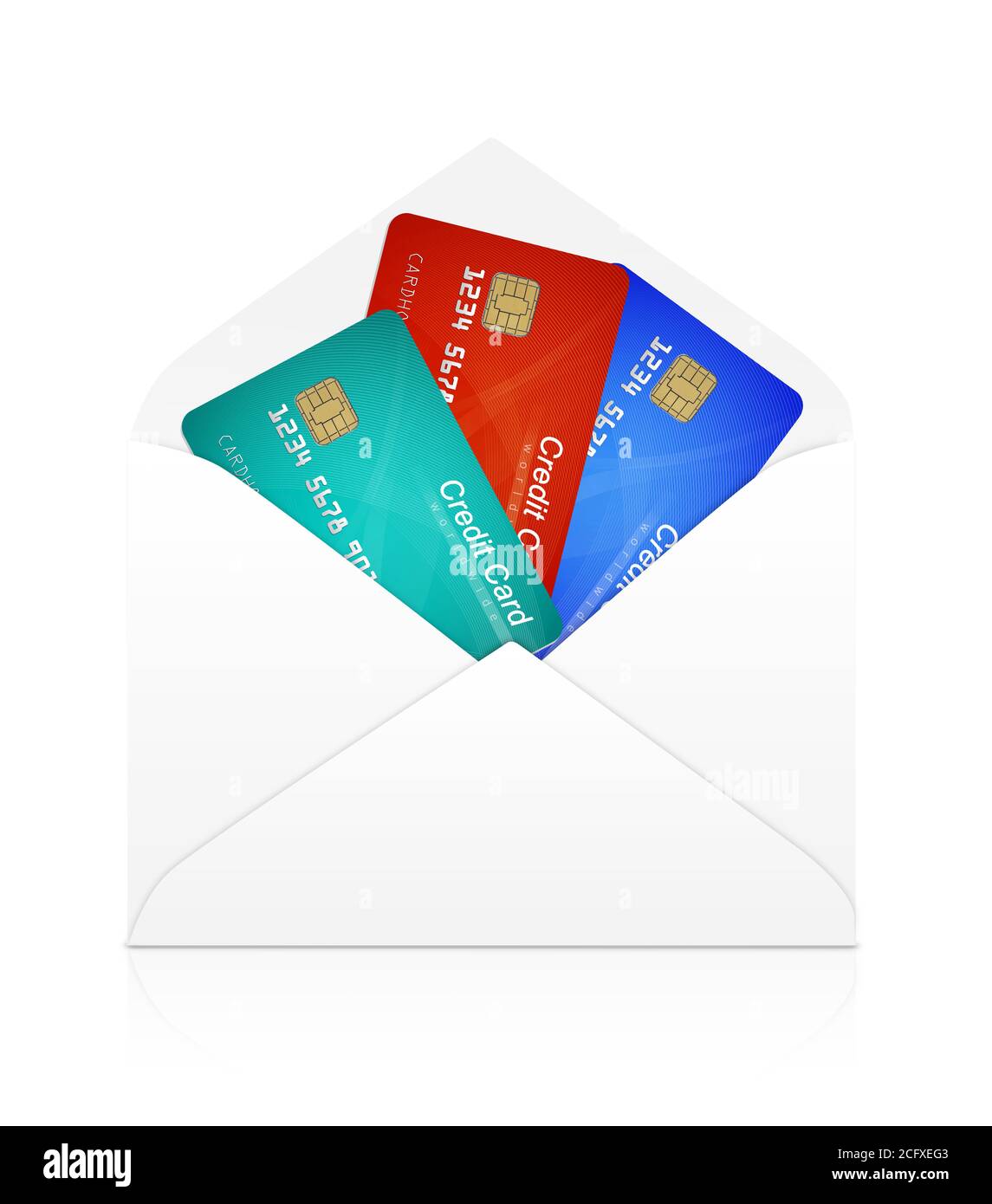 Credit cards in envelope isolated on white Stock Photo - Alamy