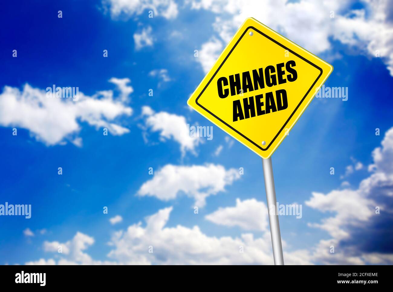Changes ahead message on road sign Stock Photo - Alamy