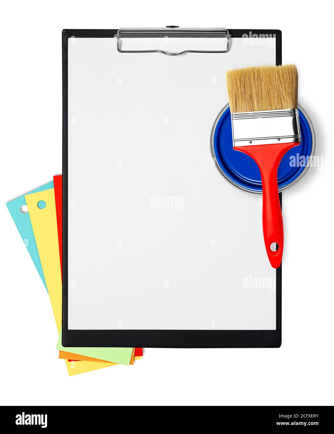 Clipboard with painting tools Stock Photo - Alamy