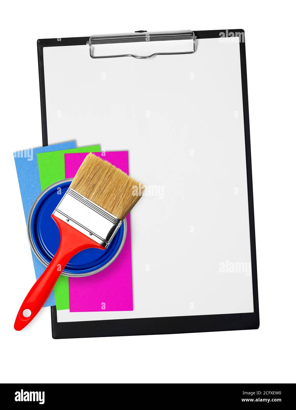 Clipboard with painting tools Stock Photo - Alamy