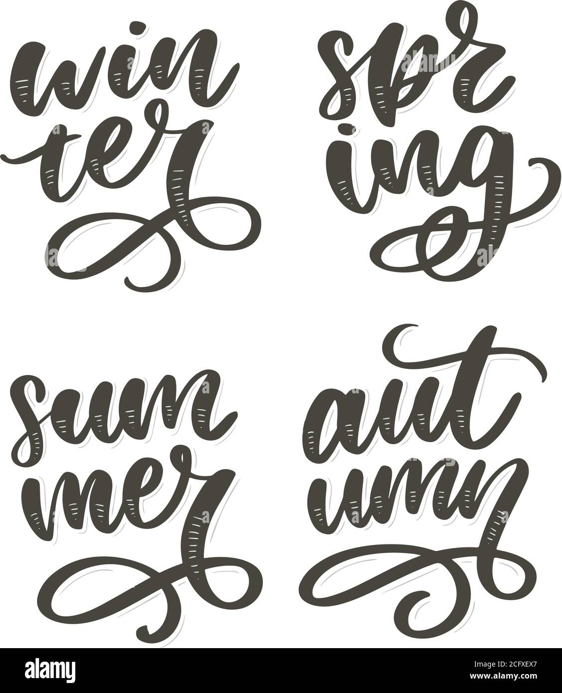 Colorful words - Spring, Summer, Autumn, Winter seasons lettering ...