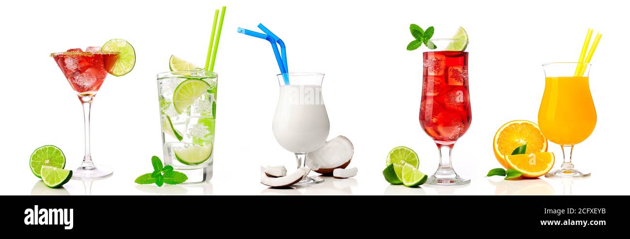 Cocktail collection isolated on white Stock Photo - Alamy