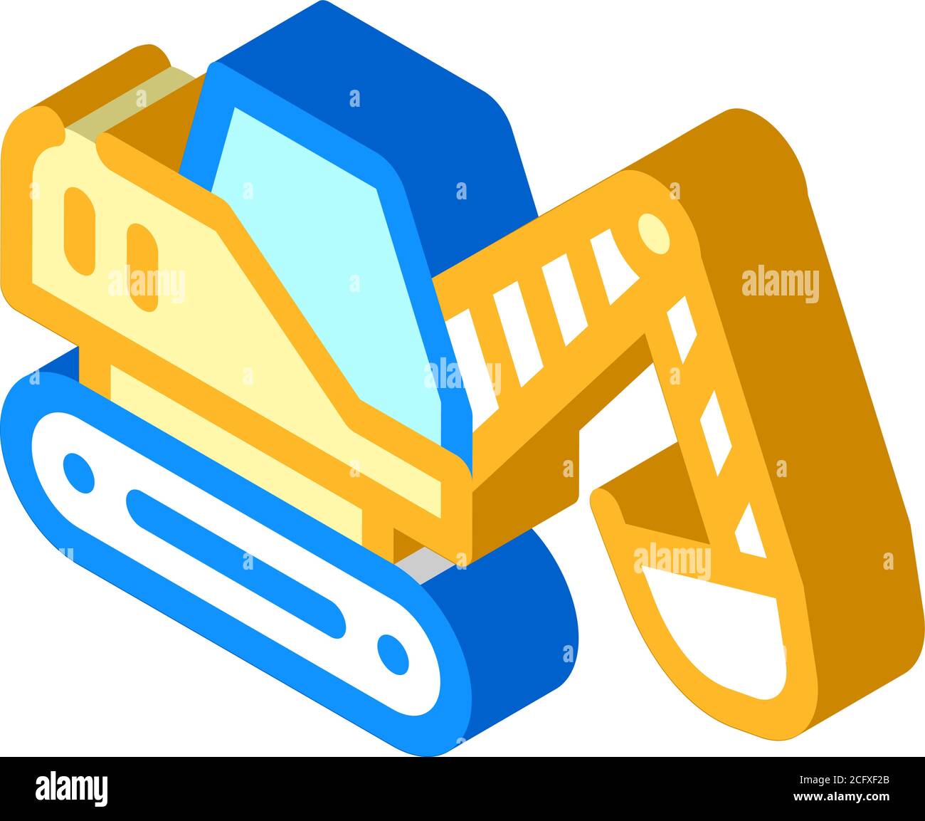 excavator construction vehicle isometric icon vector illustration Stock ...