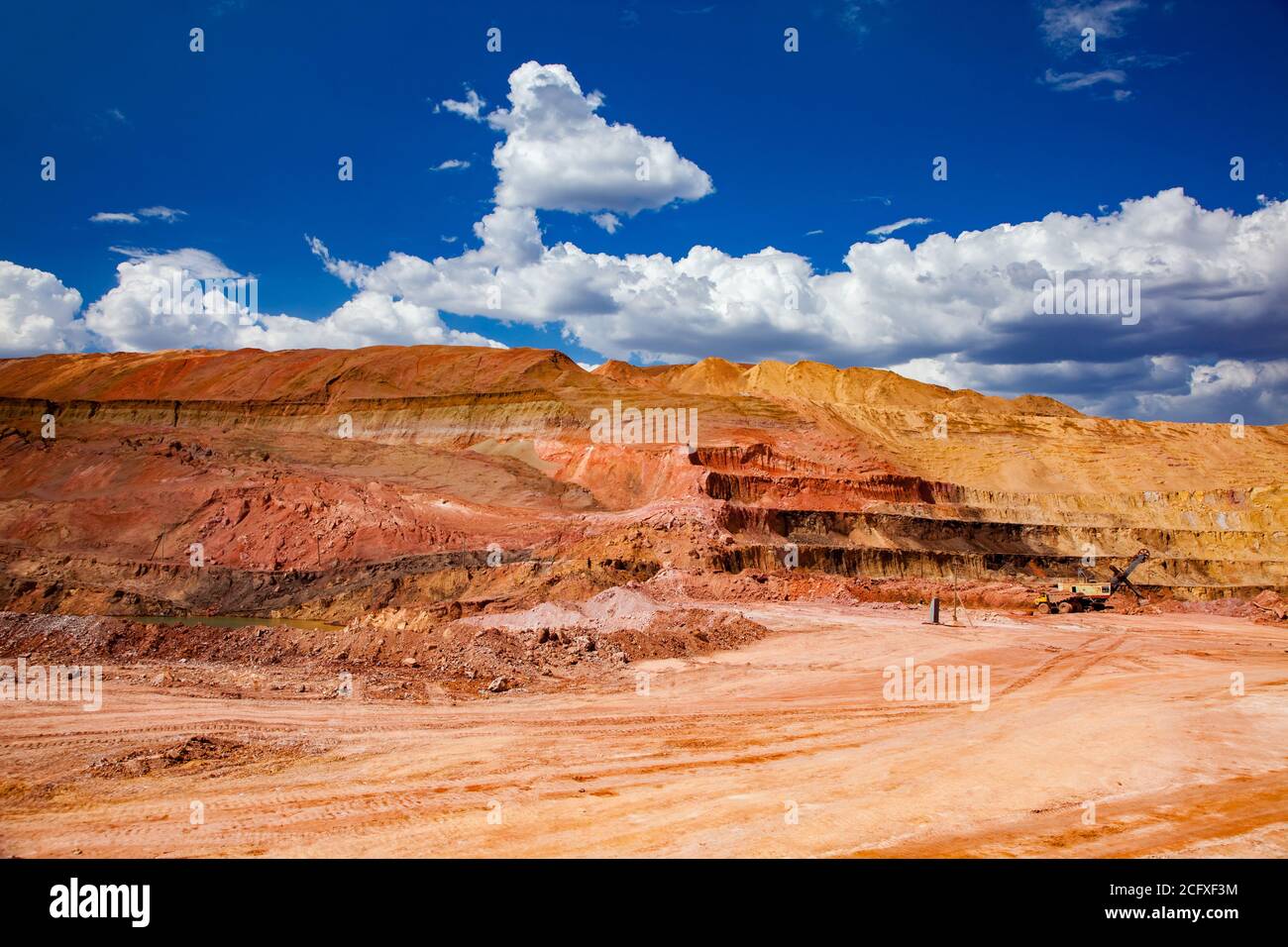 Aluminium ore quarry. Quarry steps of various colors of minerals ...