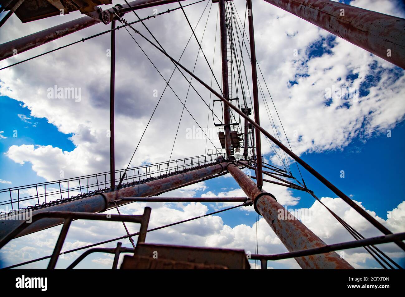 Bauxite clay open-cut mining. Aluminium ore quarry. Walking dragline ...