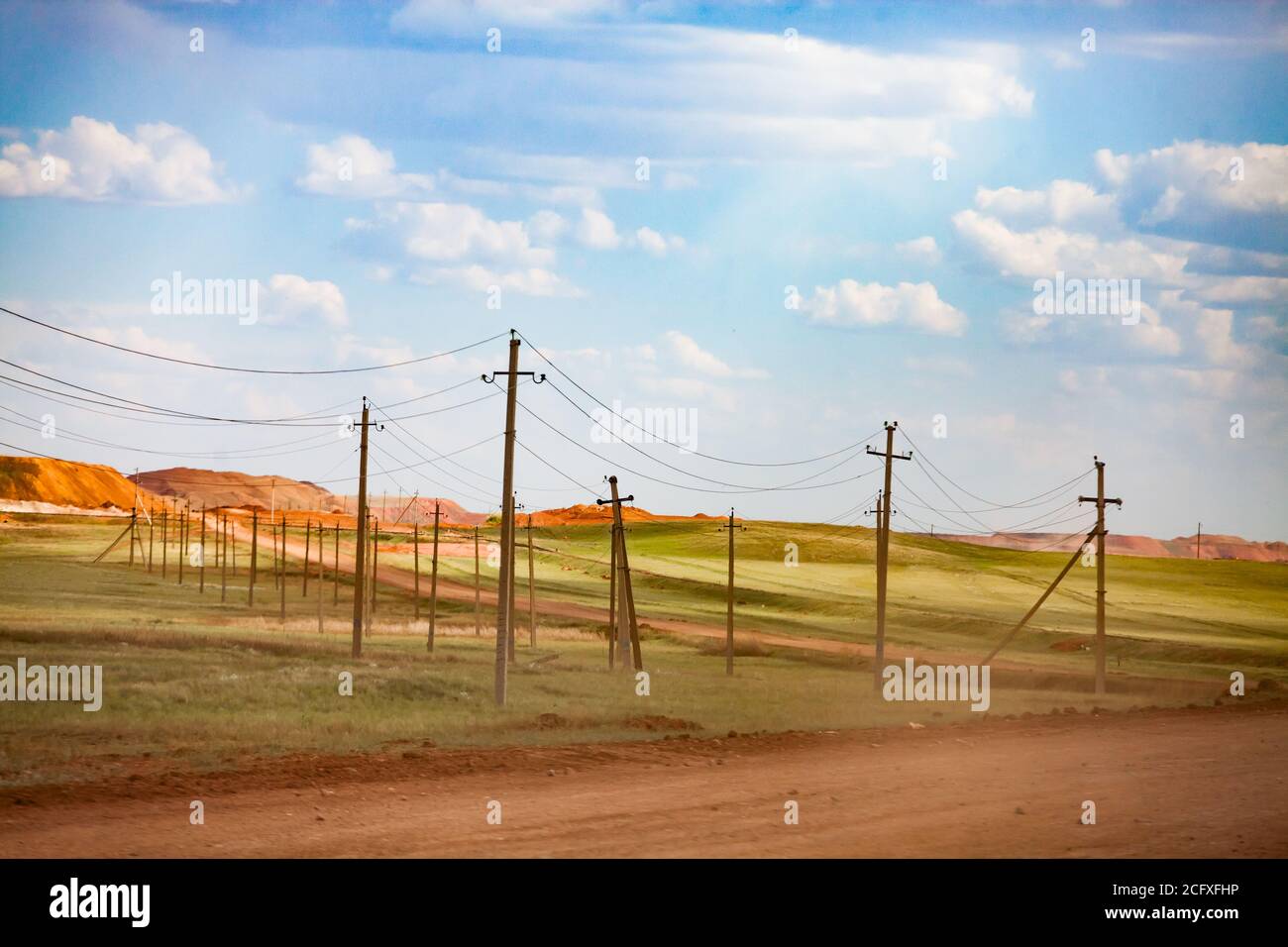 Aluminium ore quarry. Bauxite clay open-cut mining. Heaps of empty ...