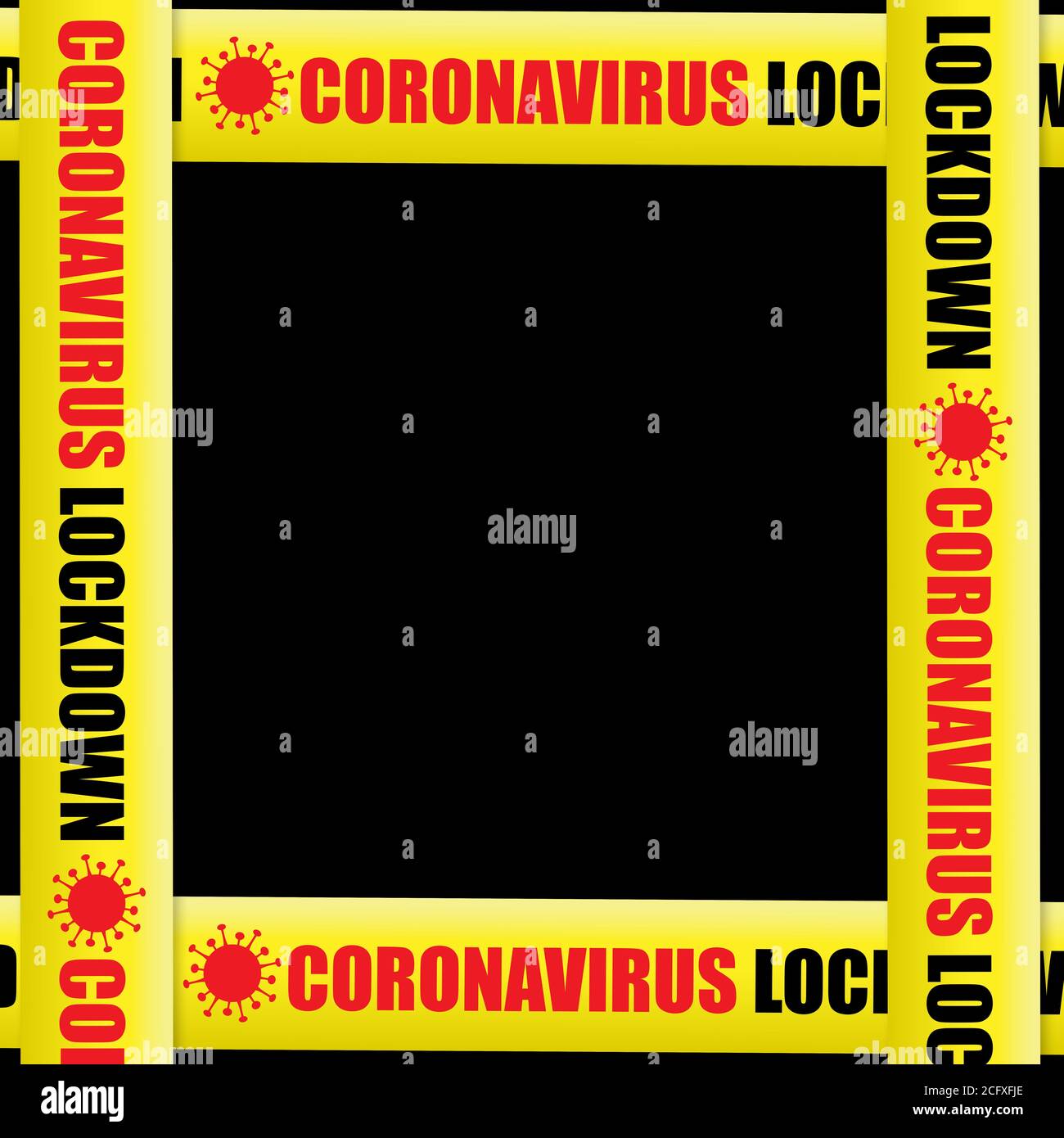 Coronavirus, covid-19, yellow tape lockdown frame Stock Photo - Alamy