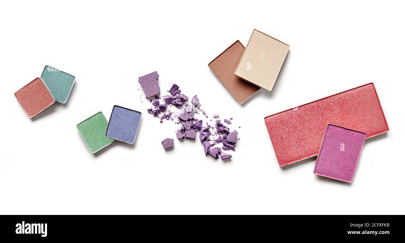 Makeup powders variety on white background Stock Photo - Alamy