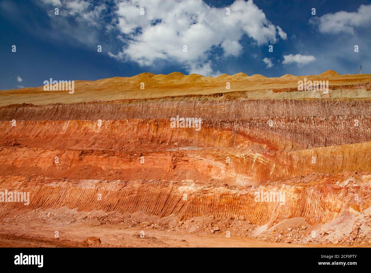Arkalyk/Kazakhstan - May 15 2012: Aluminium ore quarry. Bauxite clay ...