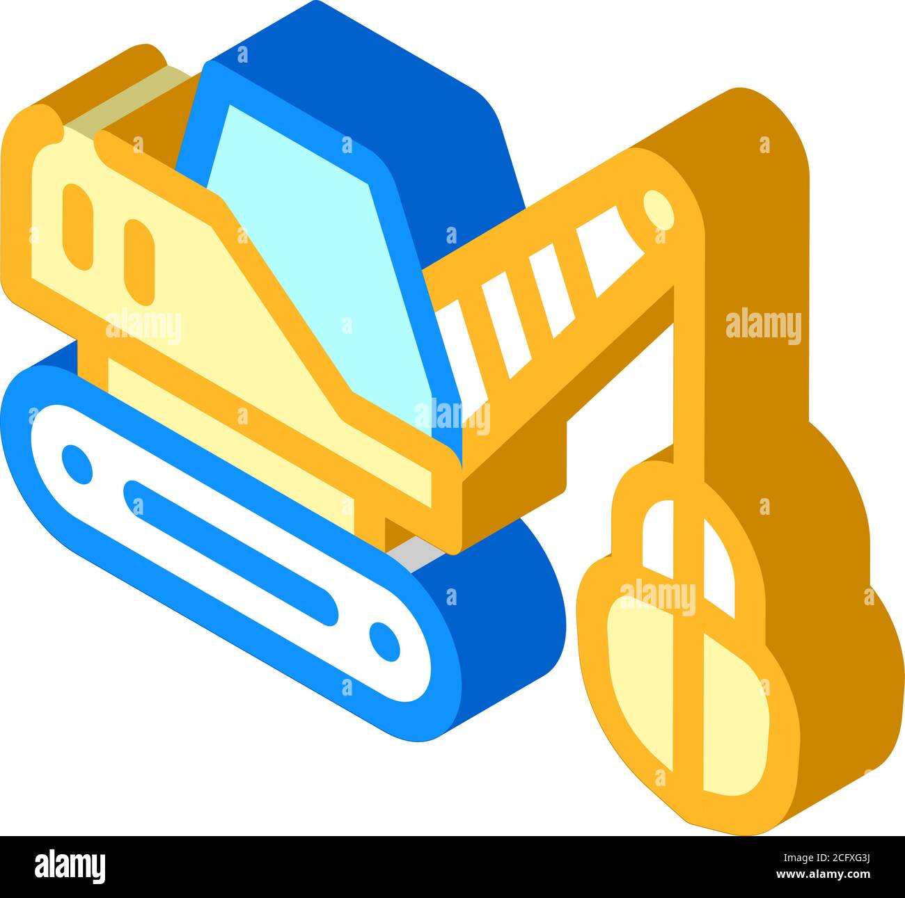 tractor excavator isometric icon vector isolated illustration Stock ...