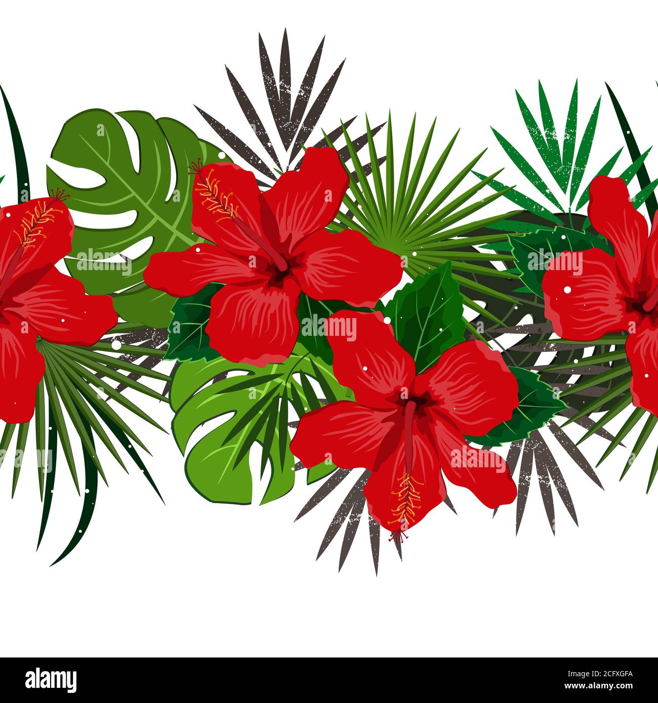 Red hibiscus garden Stock Vector Images - Alamy
