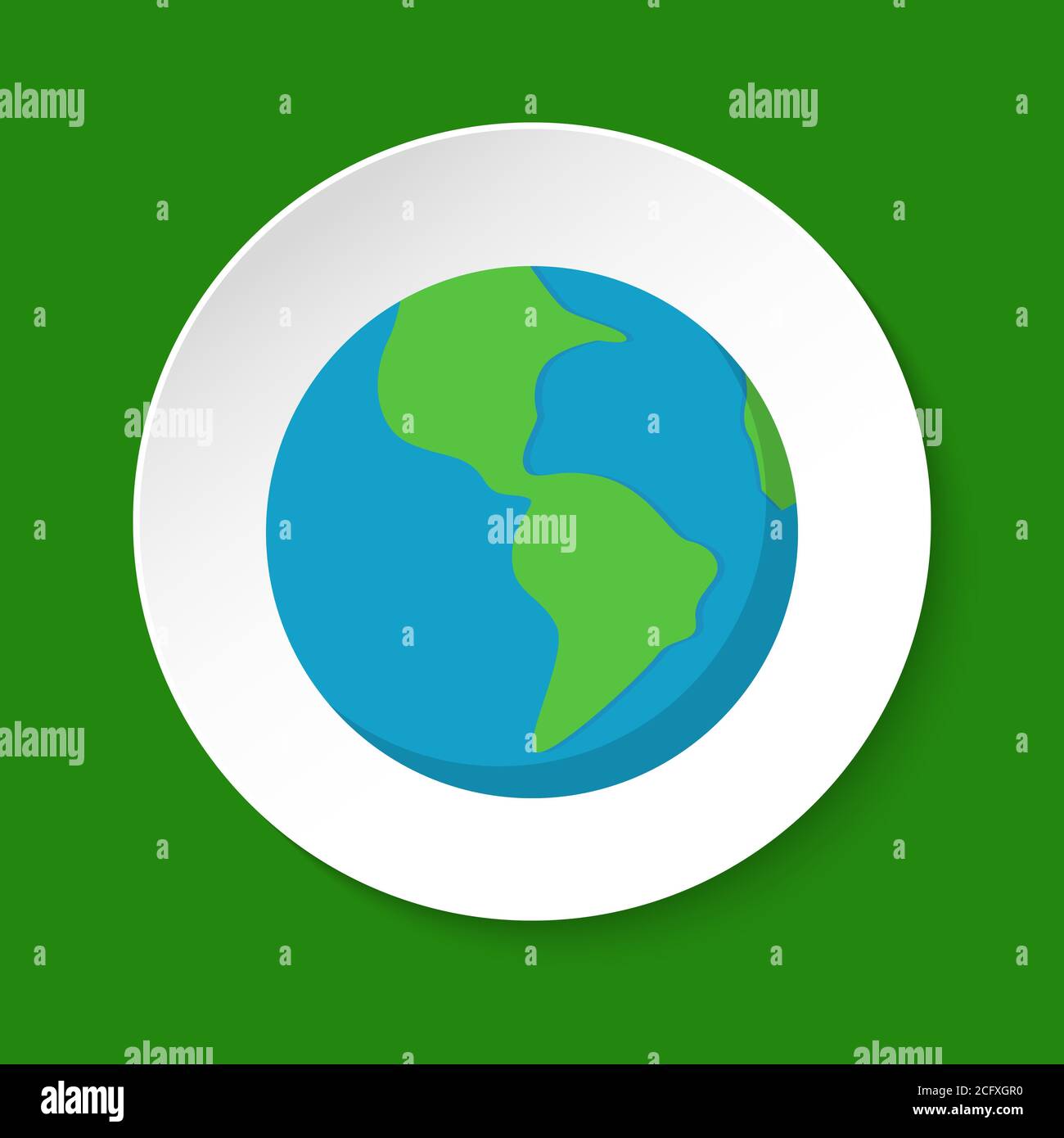 Planet Earth icon in flat style on round button. Solar system space ...
