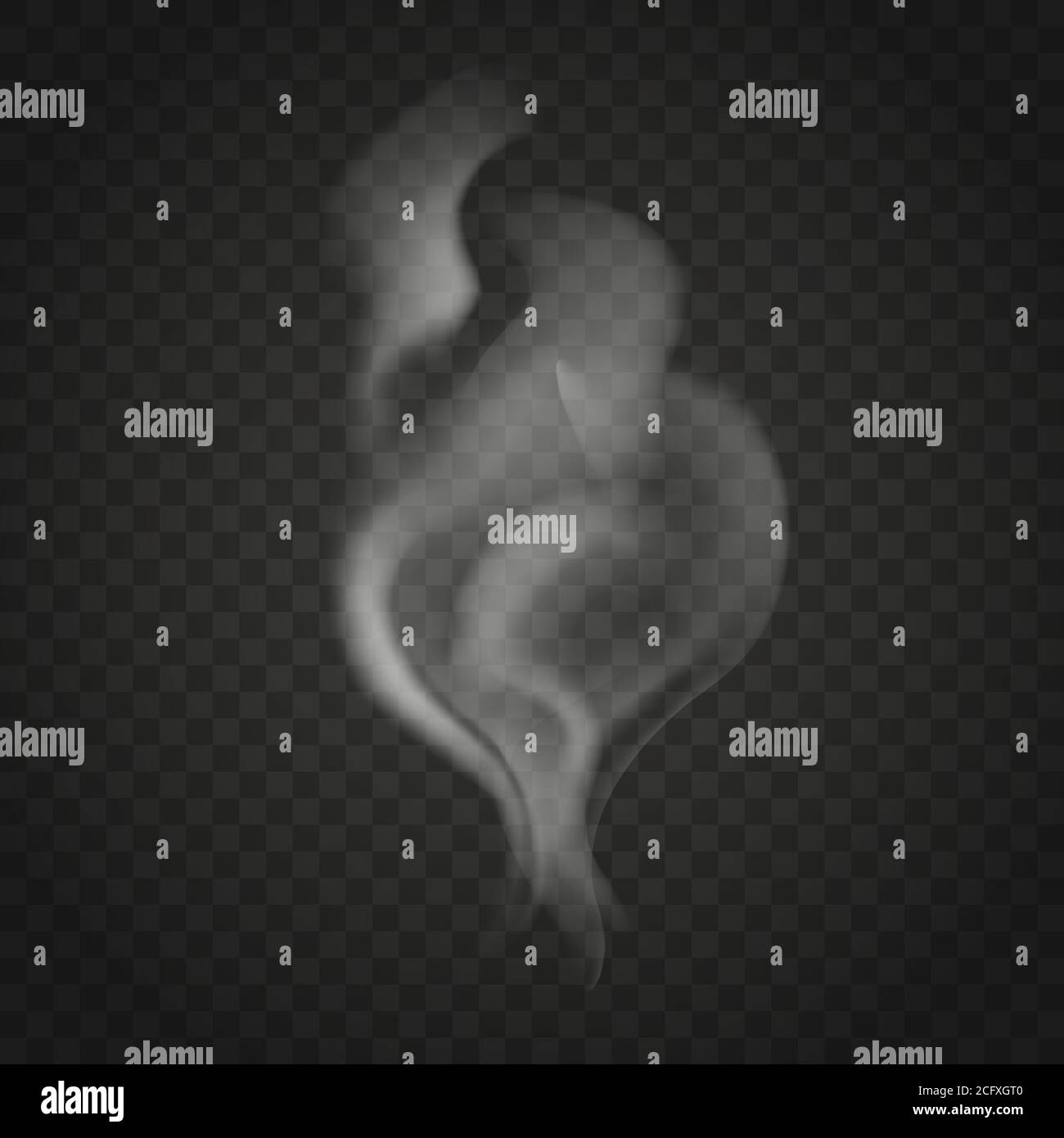 Transparent smoke waves isolated on dark background. Swirling steam ...