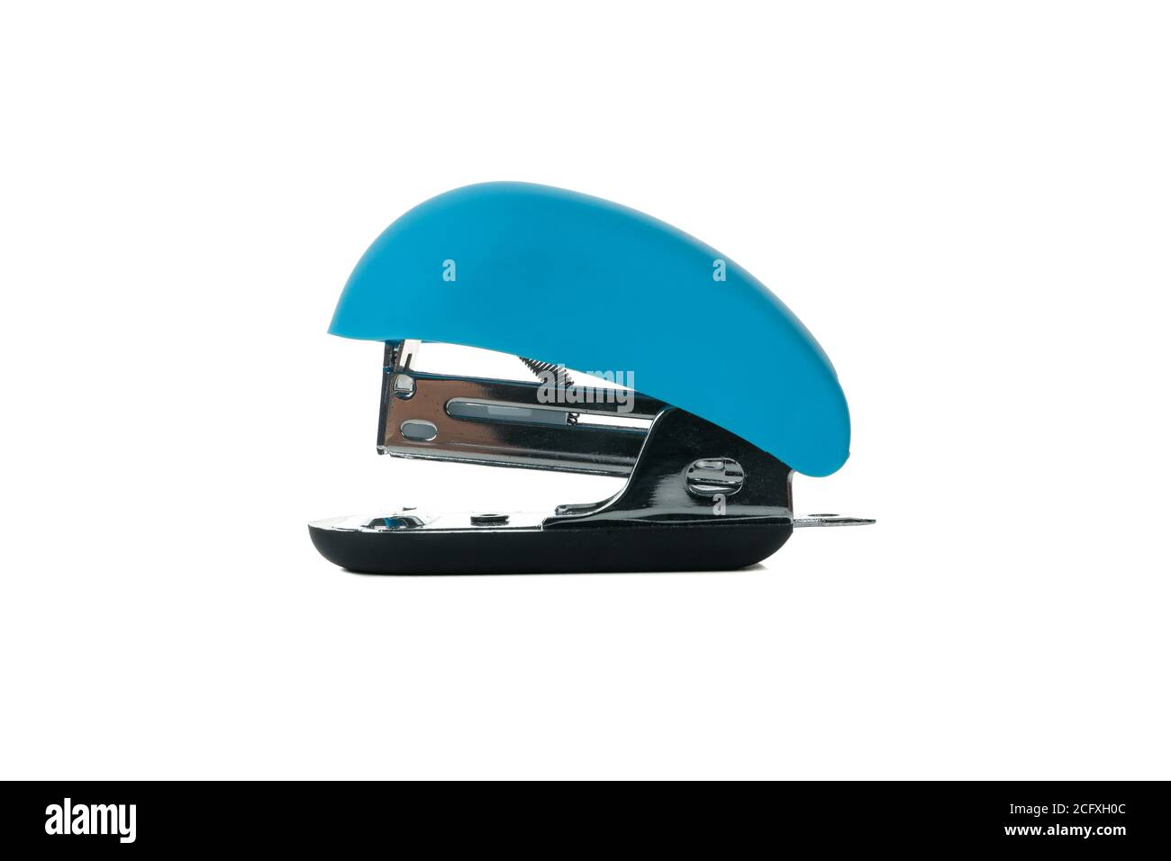 Blue office stapler isolated on white background Stock Photo - Alamy