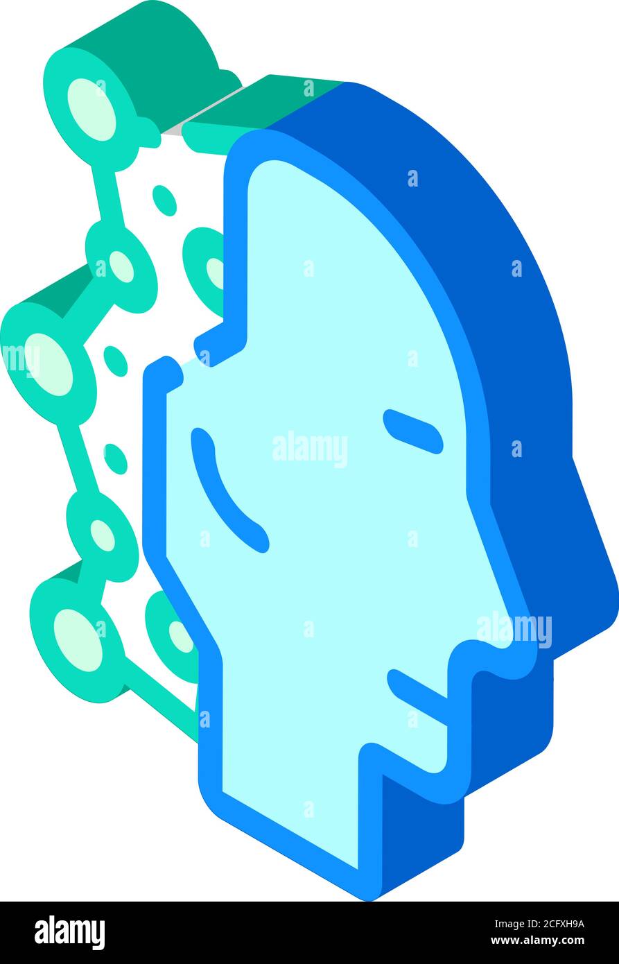 robot head artificial intelligence isometric icon vector illustration ...