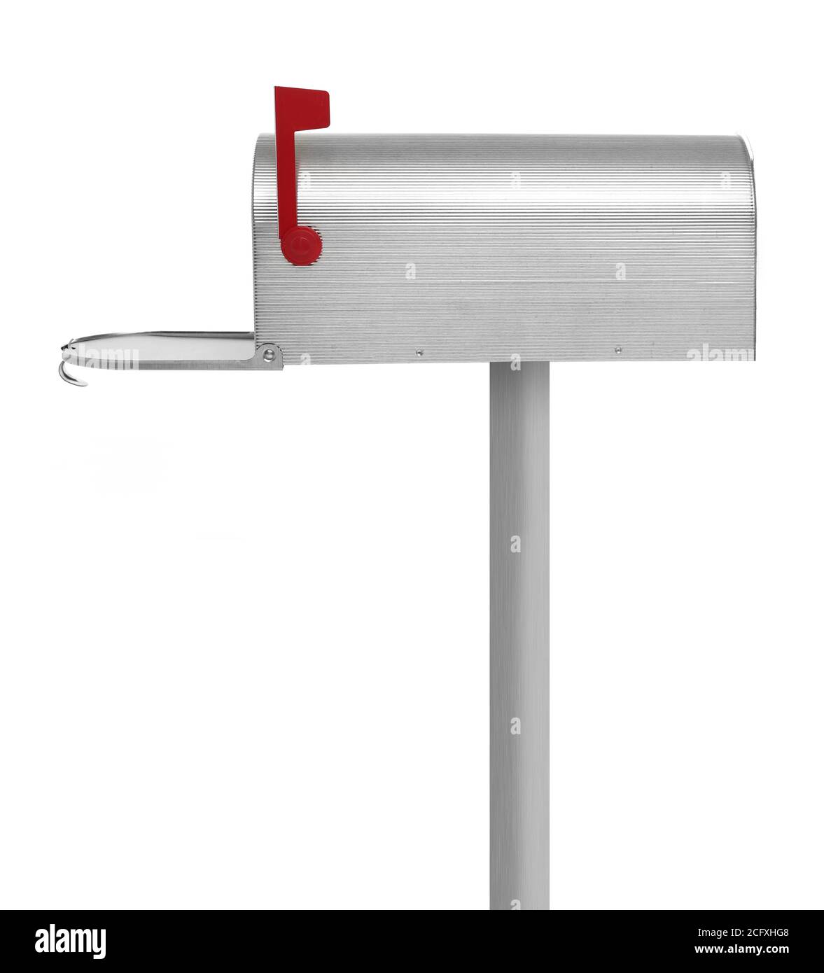 Metallic mailbox on white background Stock Photo - Alamy