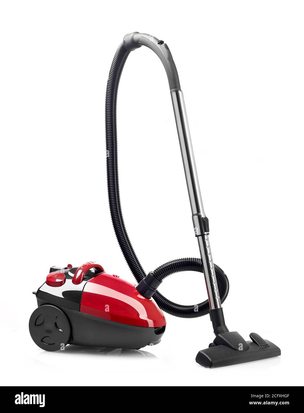 Red vacuum cleaner isolated on white Stock Photo - Alamy
