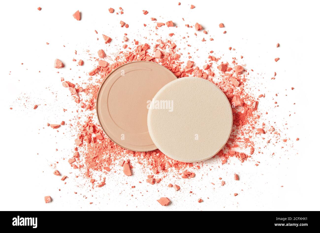 Crushed face powder on white background Stock Photo - Alamy