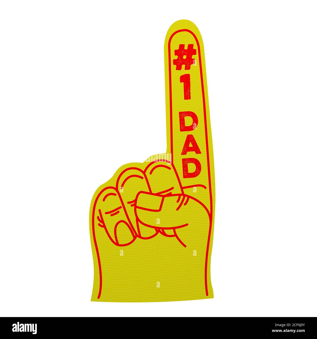 Foam hand with number 1 dad text, white background Stock Photo - Alamy